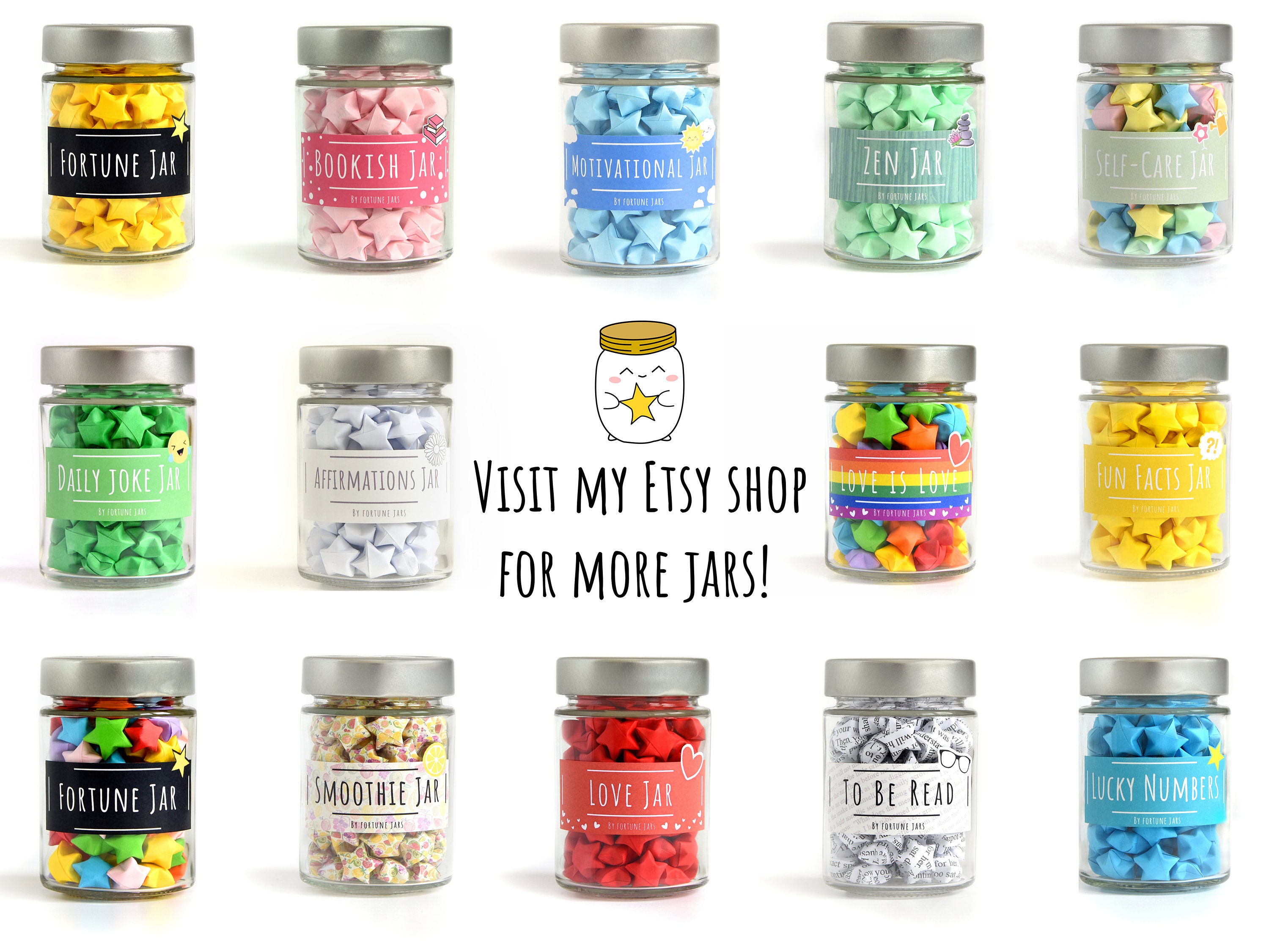 Friendship Jar, Paper Stars in a With Quotes for Friends, Work ...