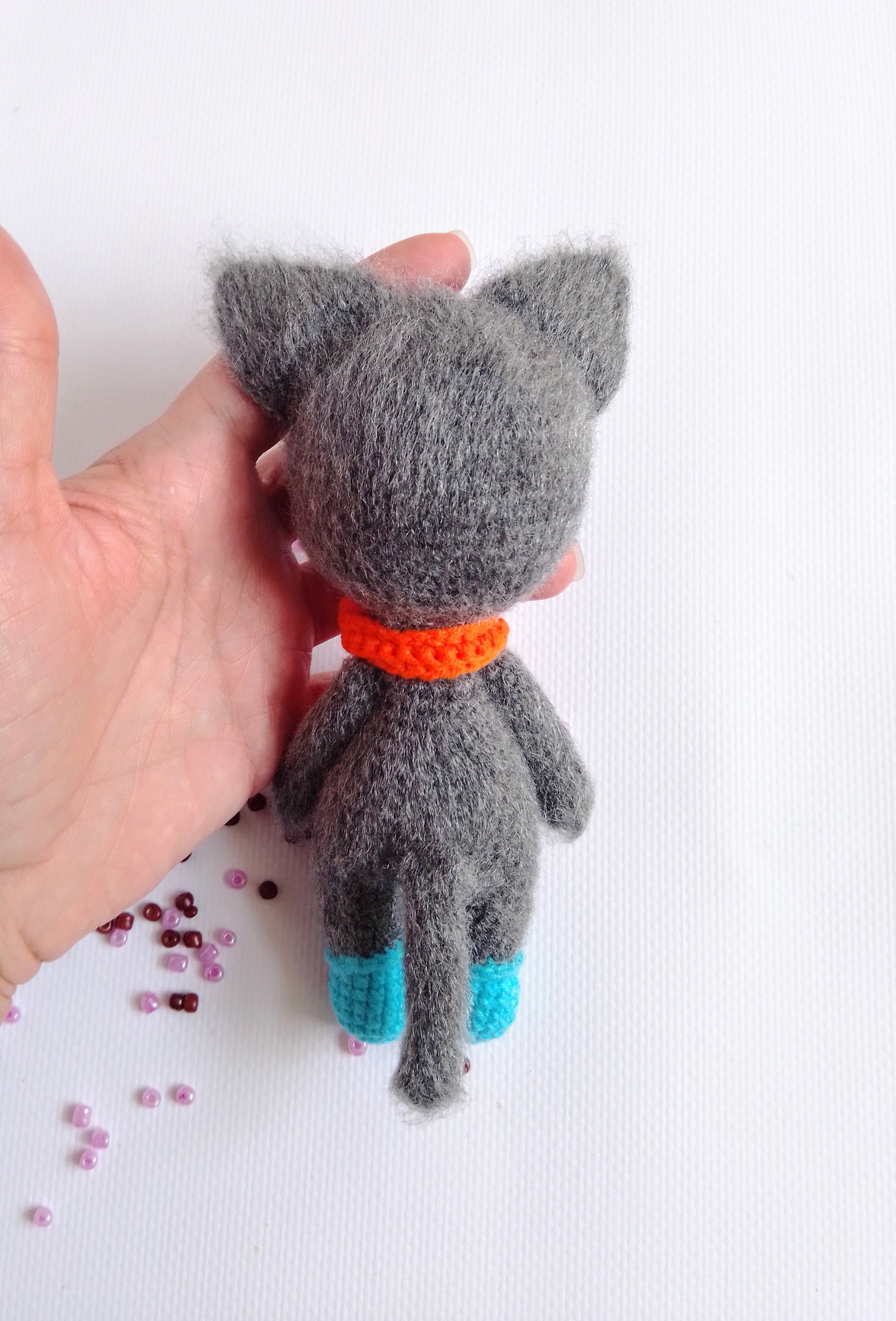 Plush Gray Little Cat.fluffy Lump of Black Cat Personalized | Etsy