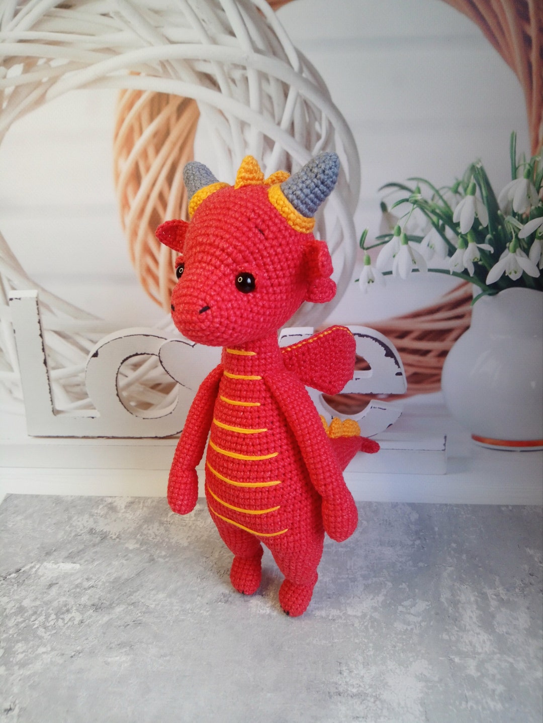 Crochet Toy Red Dragon Stuffed Dragon Plush Crochet Dragon - Etsy