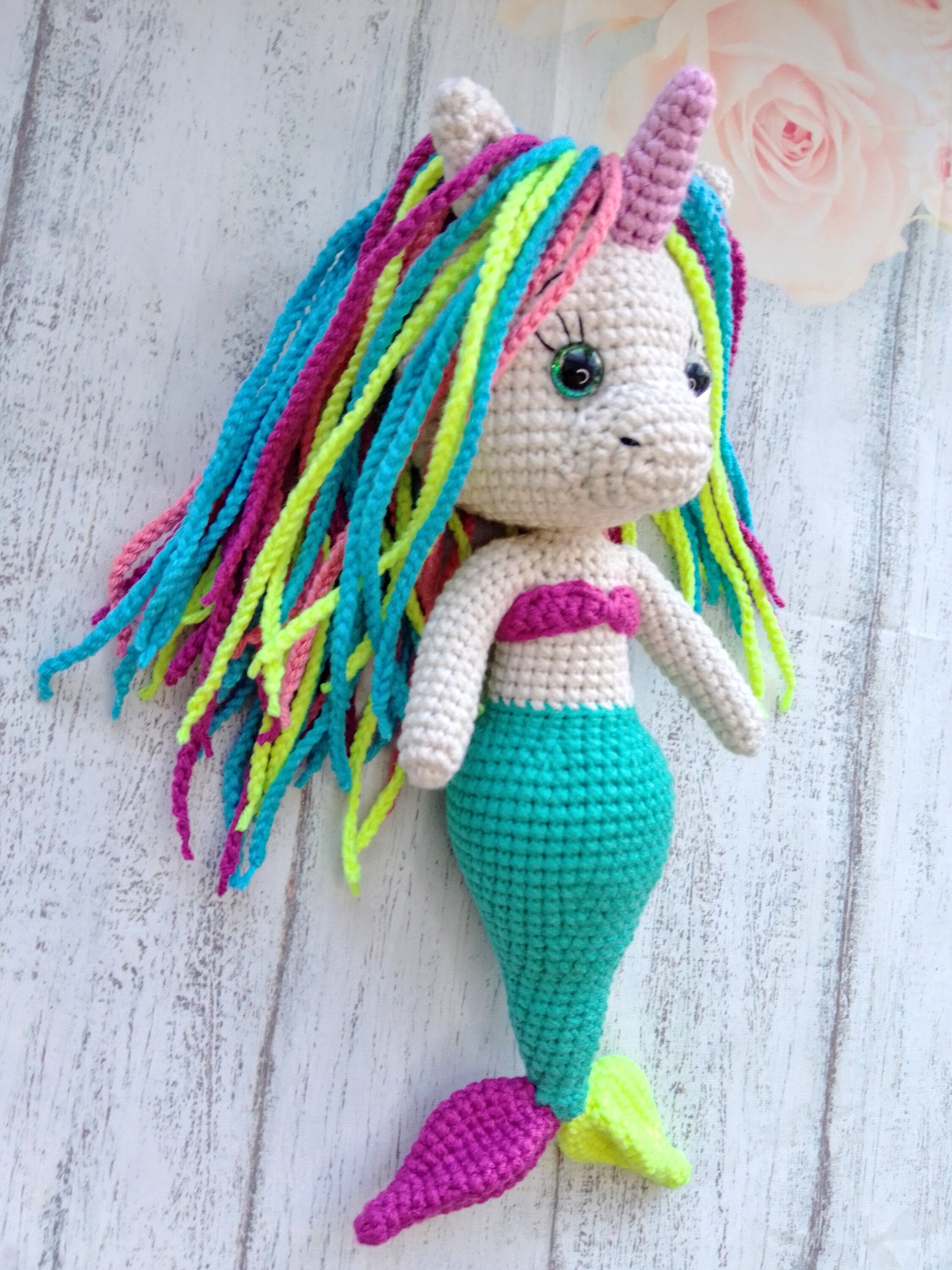Crochet Unicorn-mermaid Toy Unicorn-mermaid Toy Plush Unicorn Plush ...