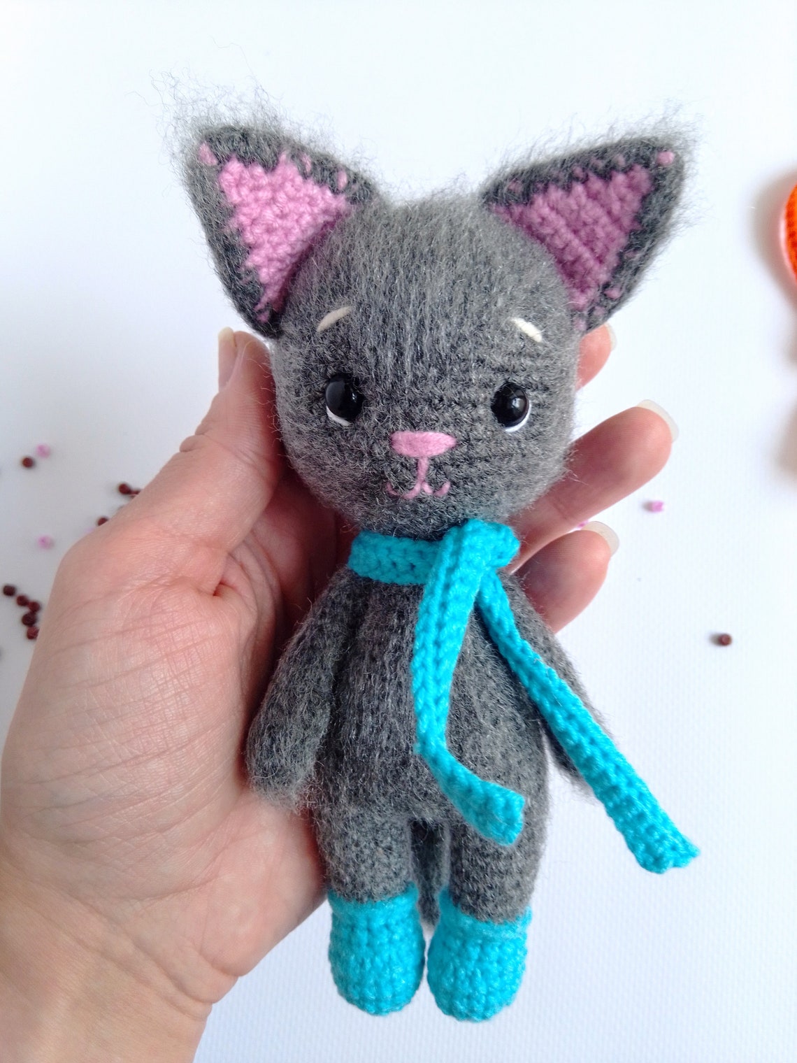 Plush Gray Little Cat.fluffy Lump of Black Cat Personalized | Etsy