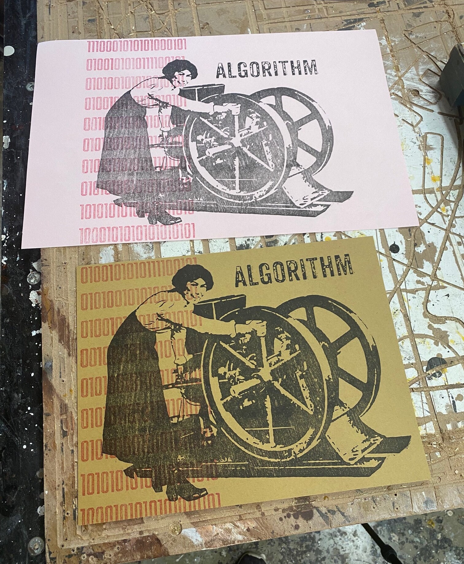 Algorithm Print / Hit and Miss Engine / Vandercook Poster / Block ...