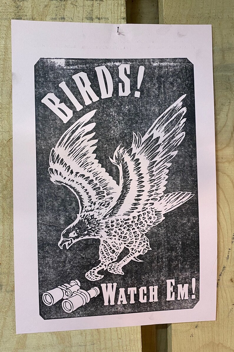 Birdwatching Poster / Vandercook Letterpress Print / 10x16" - Multiple ...