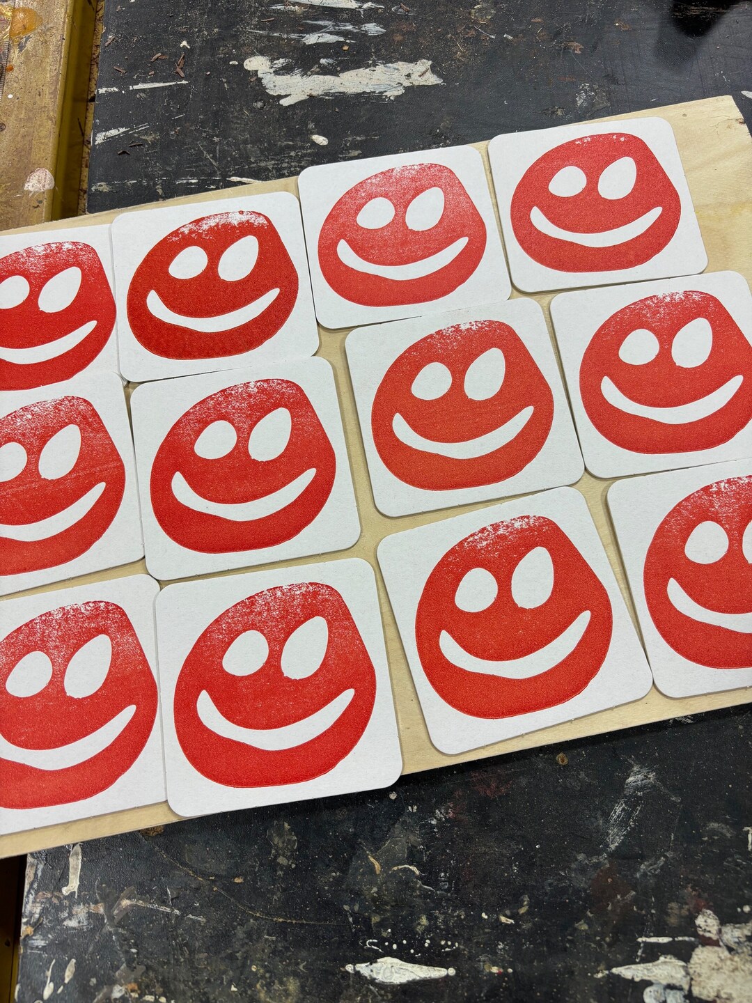 Smiley Face Coasters / Letterpress Paper Coasters / Kid Art Coasters ...