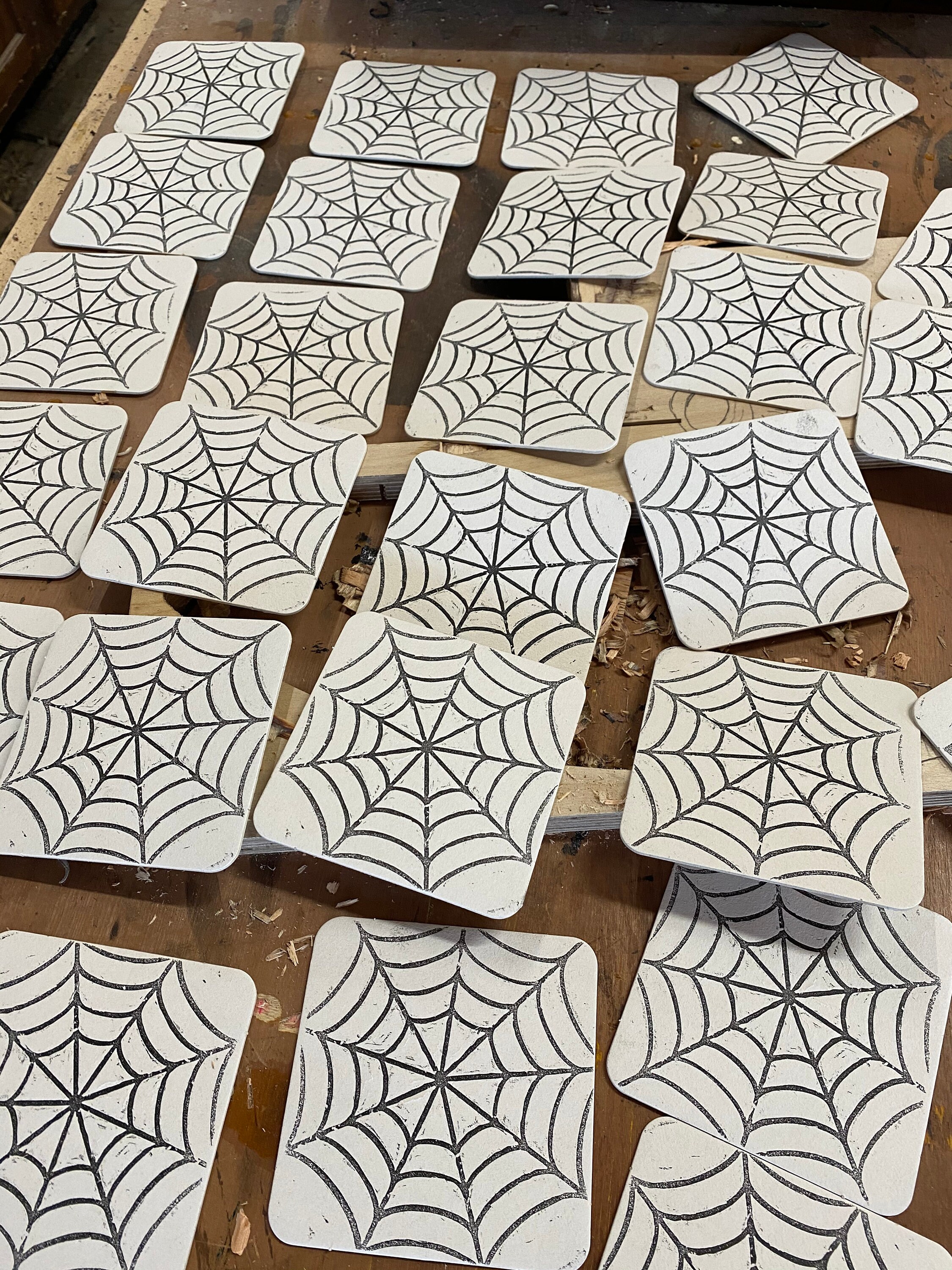 Spiderweb Coasters Letterpress Set Of 25 Etsy