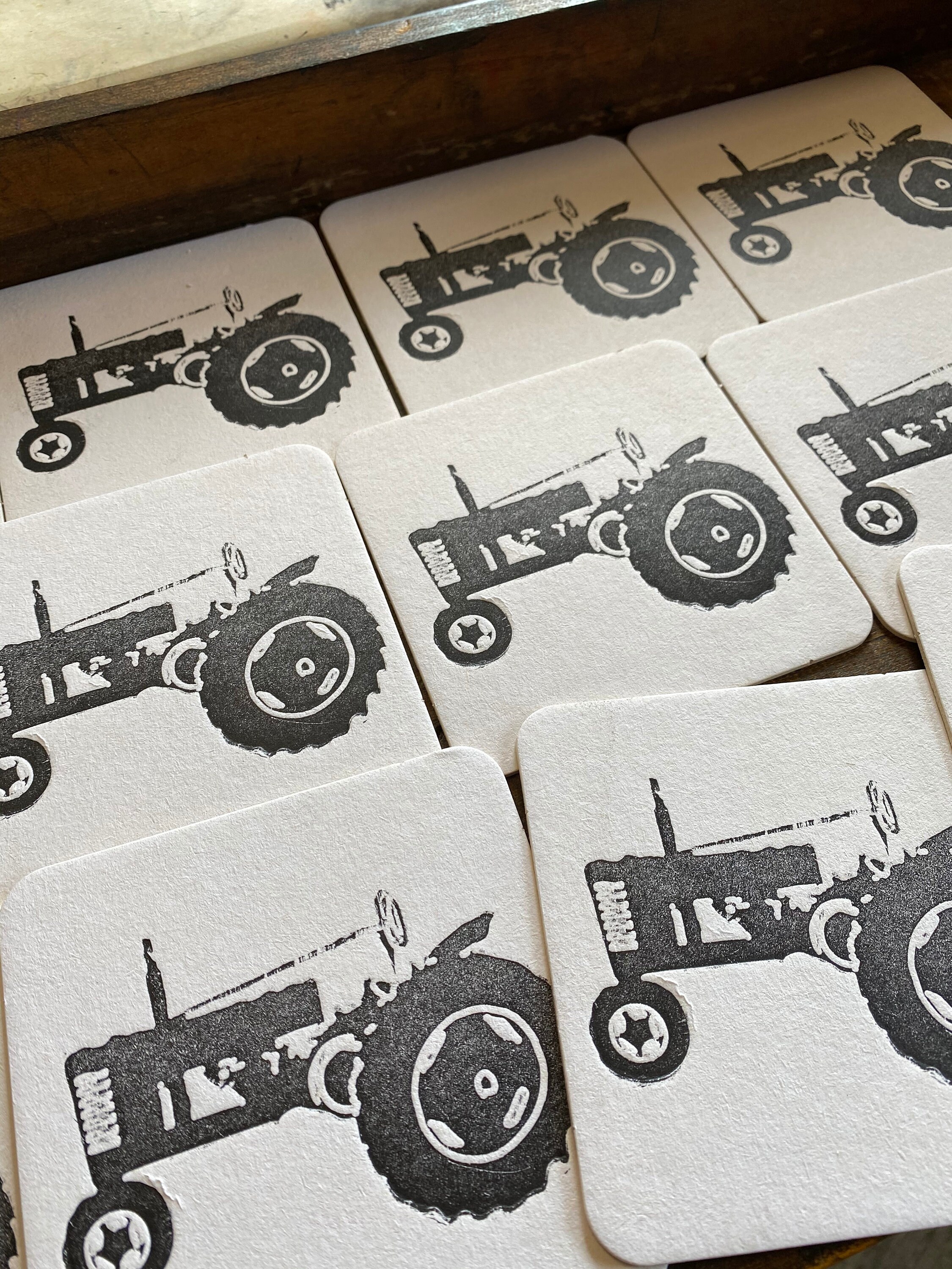 Farmhouse Tractor Coasters / Letterpress Paper Coasters / Country ...