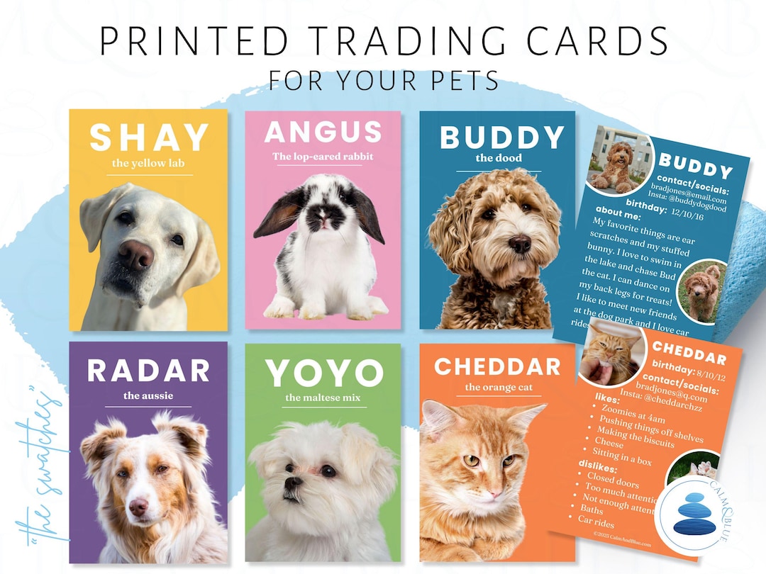 Custom Pet Trading Cards: Swatches Design, Personalized Dog, Cat ...