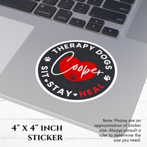 Therapy Dog Vinyl Sticker, Sit, Stay, Heal, Therapy Dog Decal for Car ...