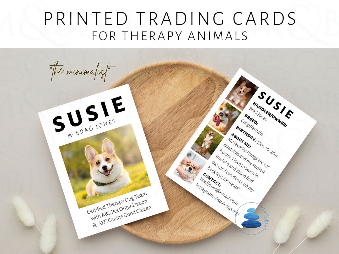 Therapy Animal Trading Cards, Minimalist Custom Made Therapy Dog ...