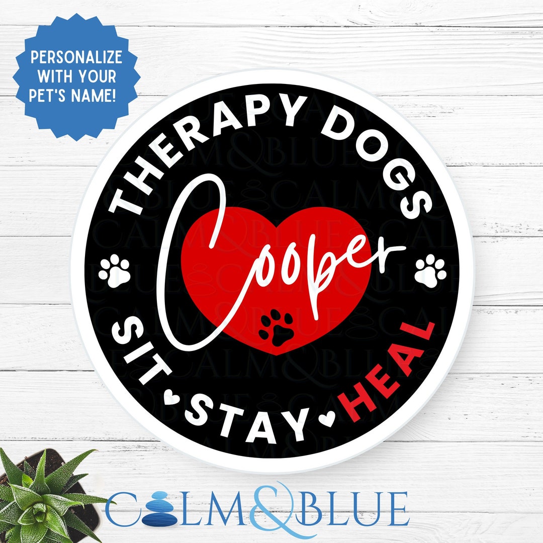 Therapy Dog Vinyl Sticker, Sit, Stay, Heal, Therapy Dog Decal for Car ...