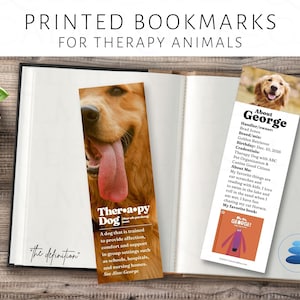 Custom Therapy Animal Bookmark: Definition, Personalized Pet Photos ...