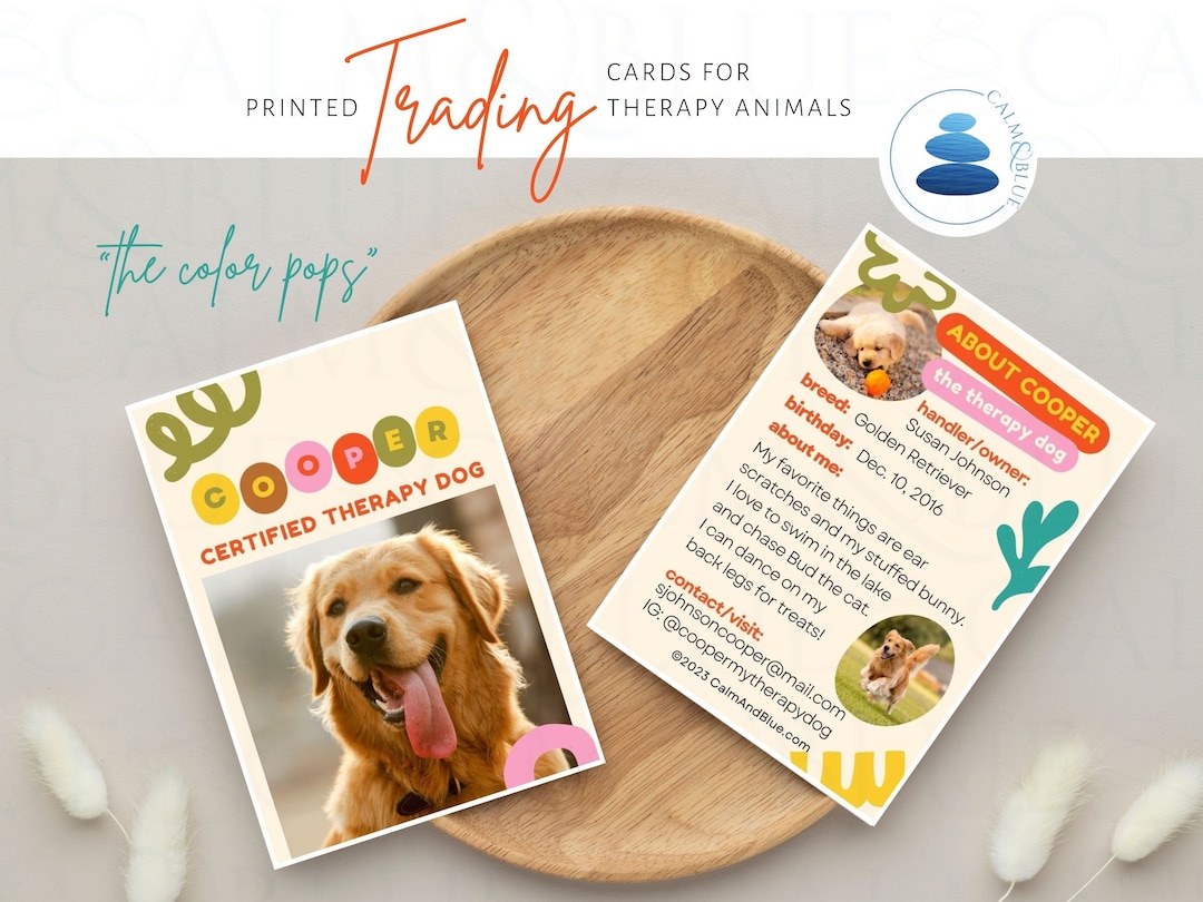 Custom Therapy Dog Trading Cards: Color Pops, Personalized Printed ...