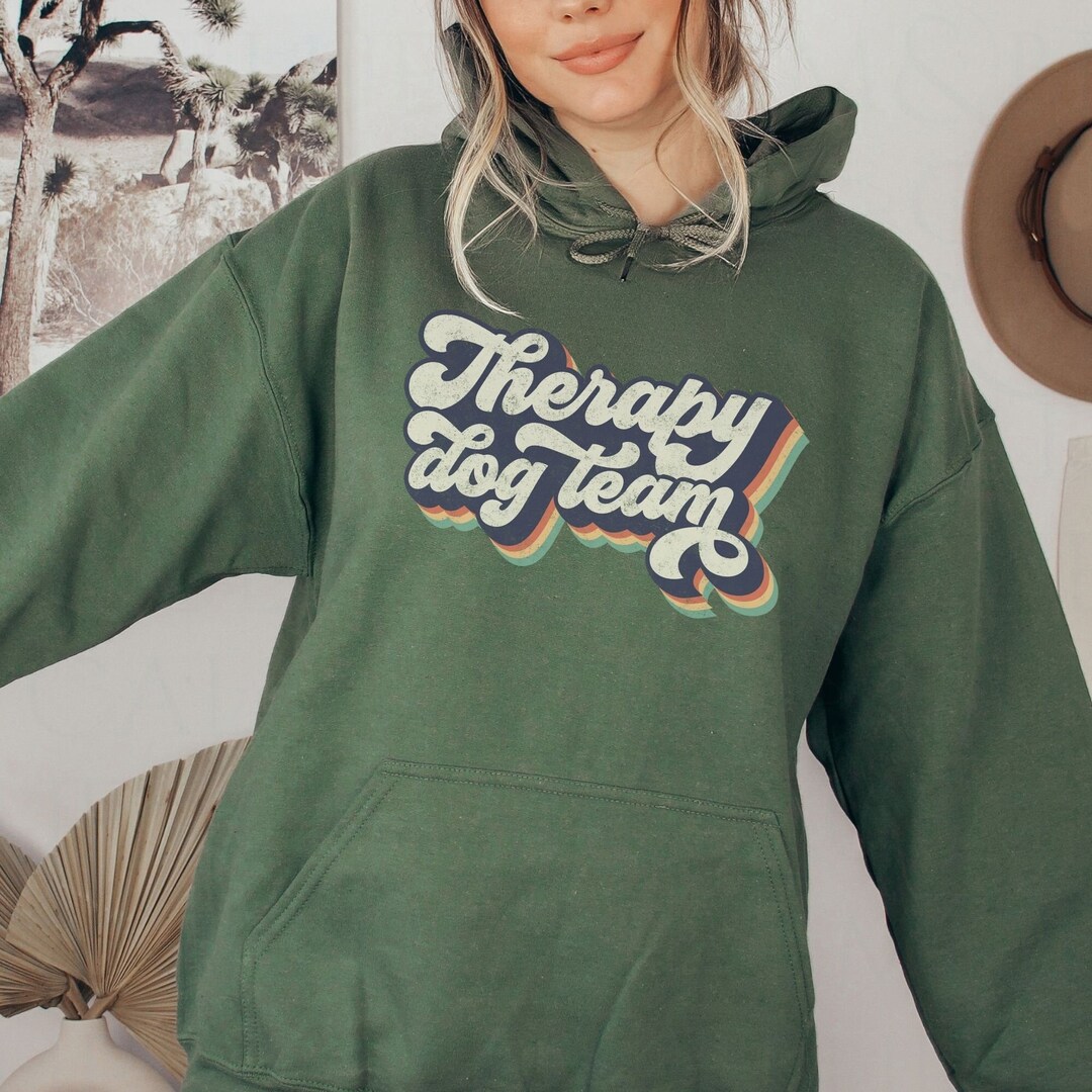 Therapy Dog Hoodie, Cute Therapy Dog Team Retro Sweatshirt, Volunteer ...