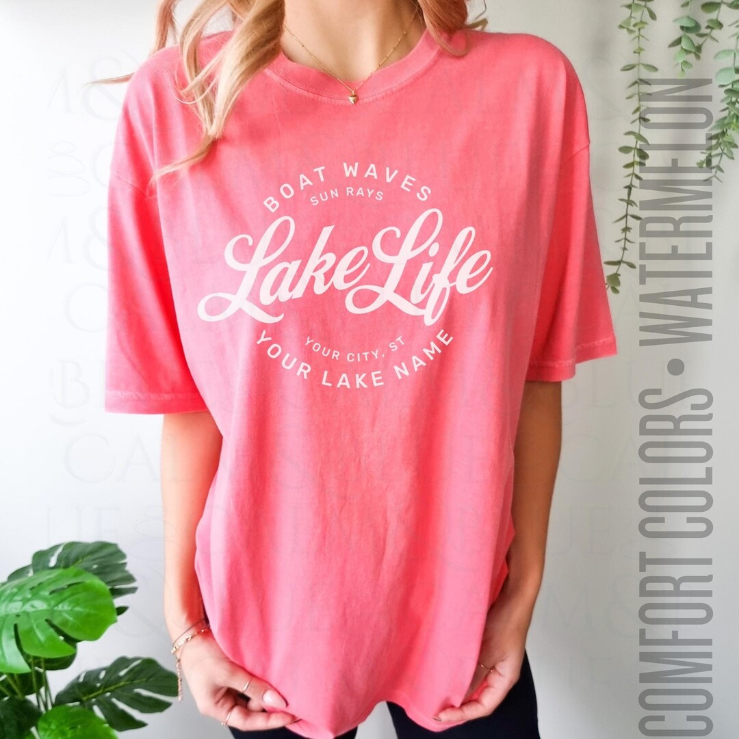Custom Lake Life T-shirt: Vintage Stamp Style, Personalized Cabin Tee ...