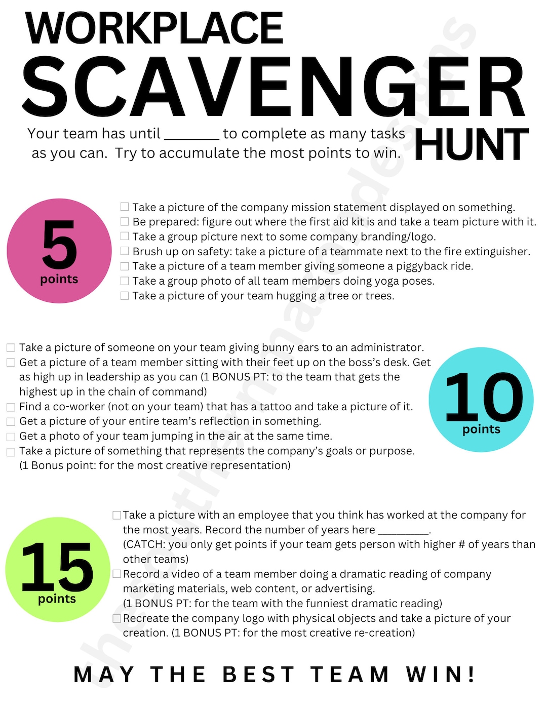 Workplace Scavenger Hunt, Team Games, Workplace Fun Games - Etsy