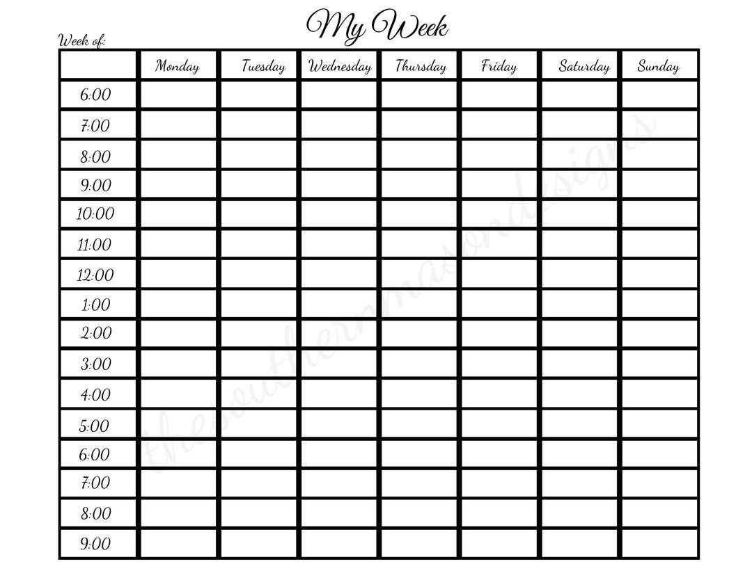 Weekly Planner, Time Blocking Printable, Hourly Schedule, Undated ...