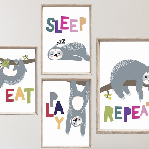 Geometric Sloth Wall Art Polygon Art Wall Decor Home Decor | Etsy UK