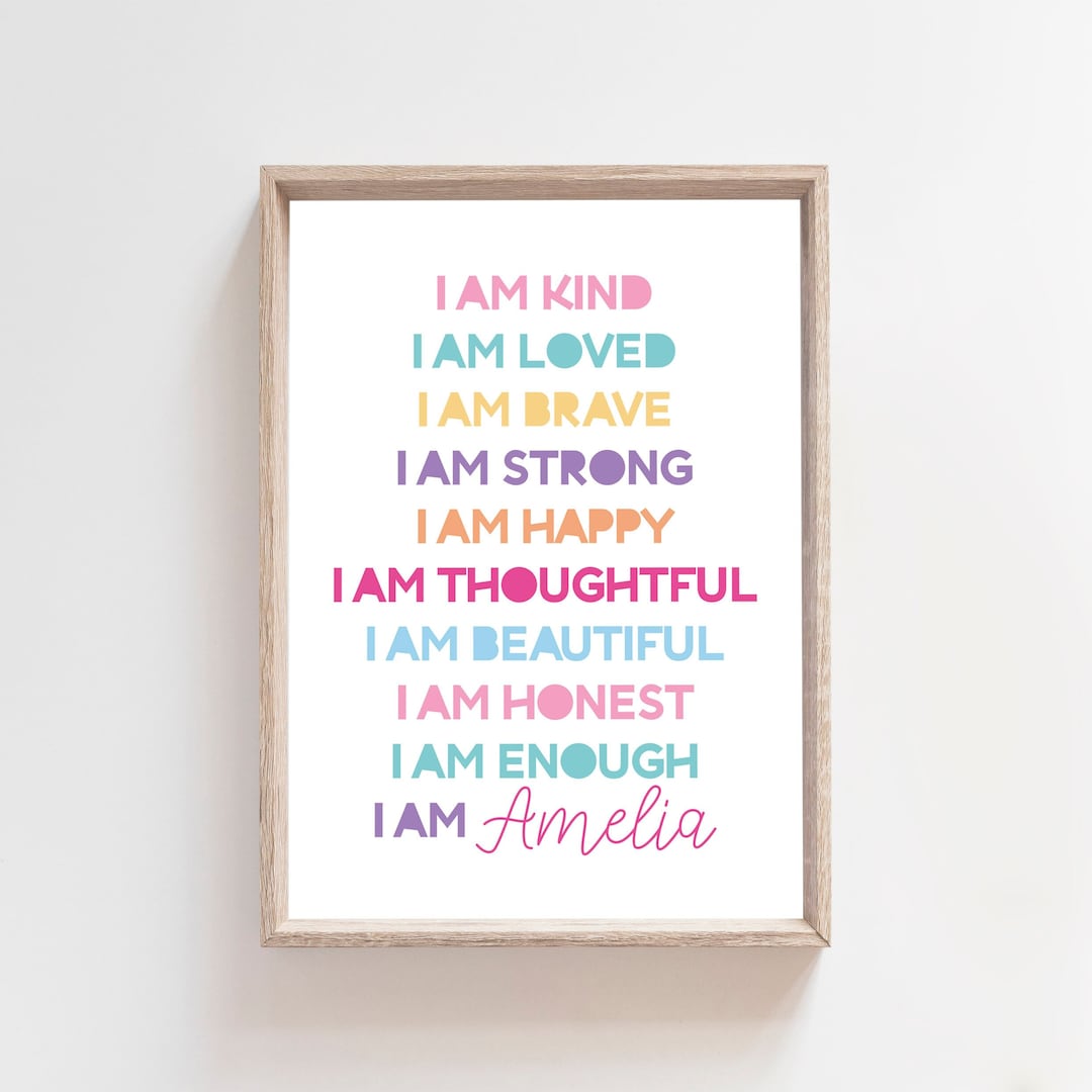 Girls Affirmation Prints, Girls Bedroom Decor, I Am, Positive ...