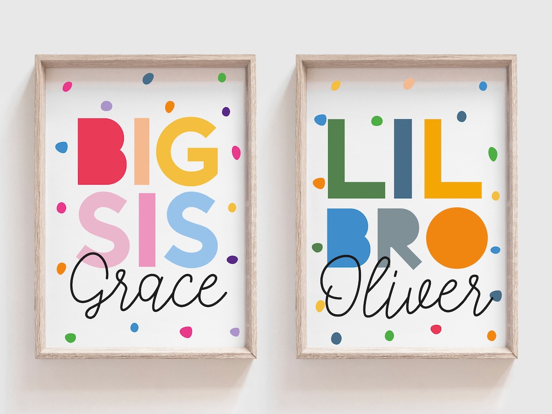 Set of 2 Brother Sister Prints, Playroom Prints, Sibling Prints, Big ...