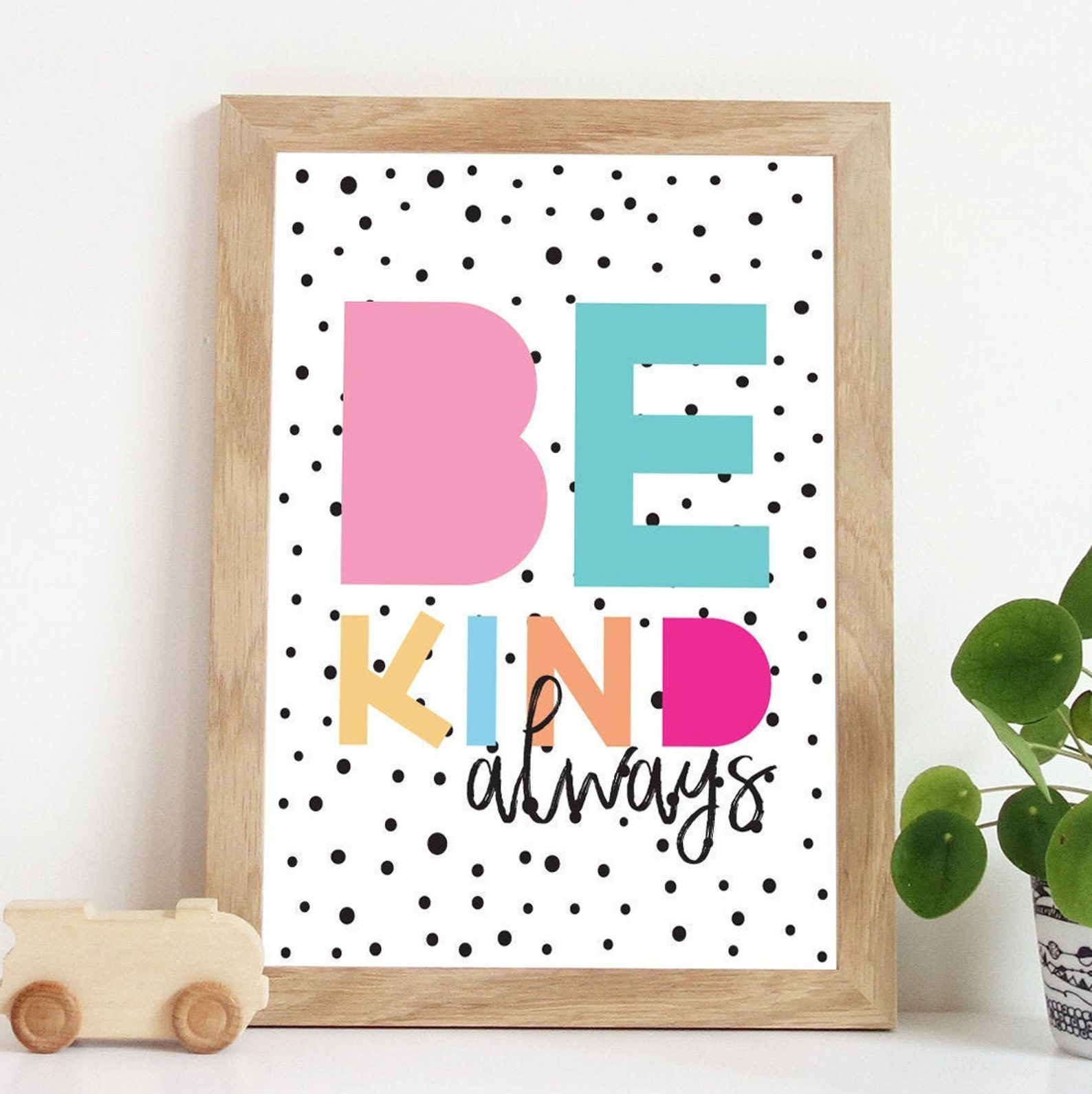 Be Kind Print, Girls Nursery Prints, Rainbow, Playroom Prints, Kind is ...