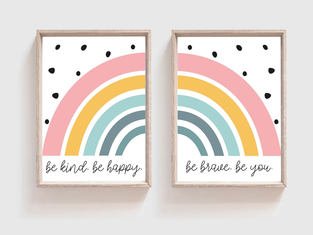 2 Girls Rainbow Wall Art, Girls Bedroom Prints, Girls Nursery Decor ...