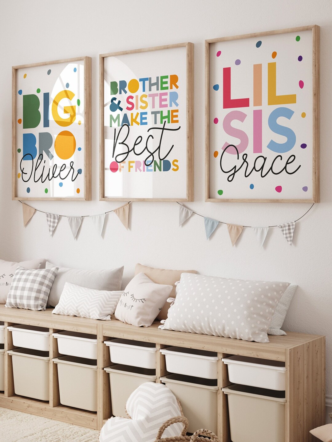 Set of 3 Playroom Prints, Big Bro Lil Sis, Brother Sister Bedroom ...