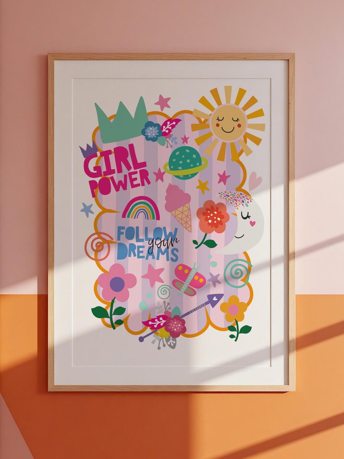 Girls Bedroom Print, Rainbow Wall Art, Girl Power, Colourful, Girls ...