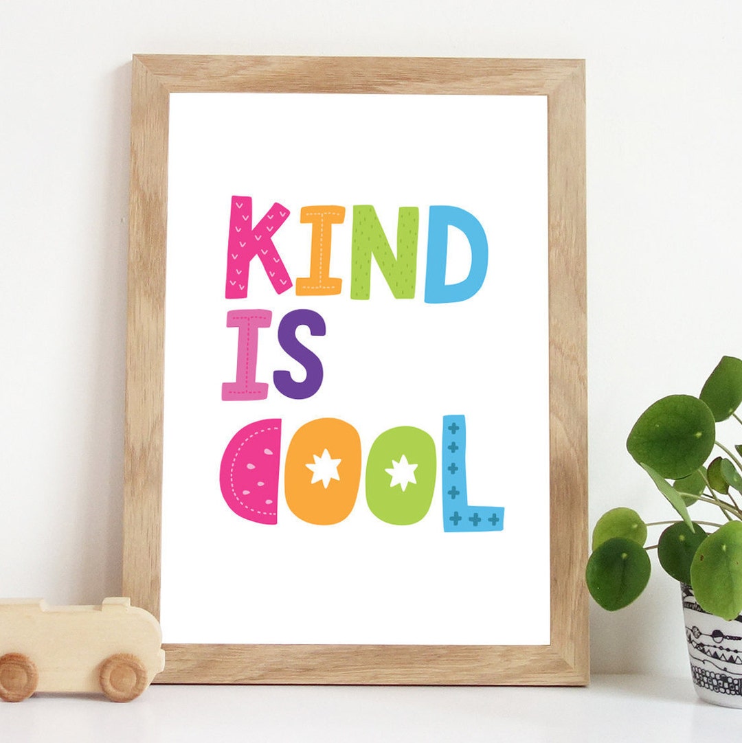 Kind is Cool Print, Girls Bedroom Prints, Girls Nursery Print, Playroom ...