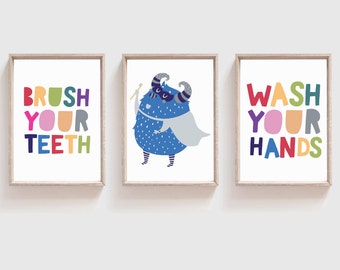 Wash Your Hands Bathroom Wall Art Bathroom Sign Kids | Etsy