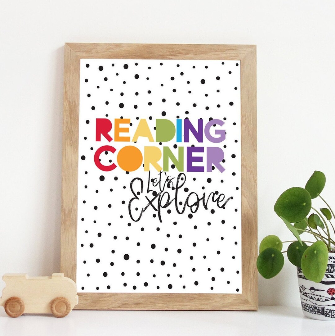 Reading Corner Print, Boys Bedroom Print, Let's Read, Playroom Prints ...