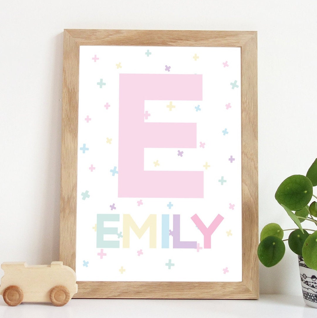 Girls Name Print, Pastel Nursery Print, Girls Bedroom Decor, Muted Pink ...