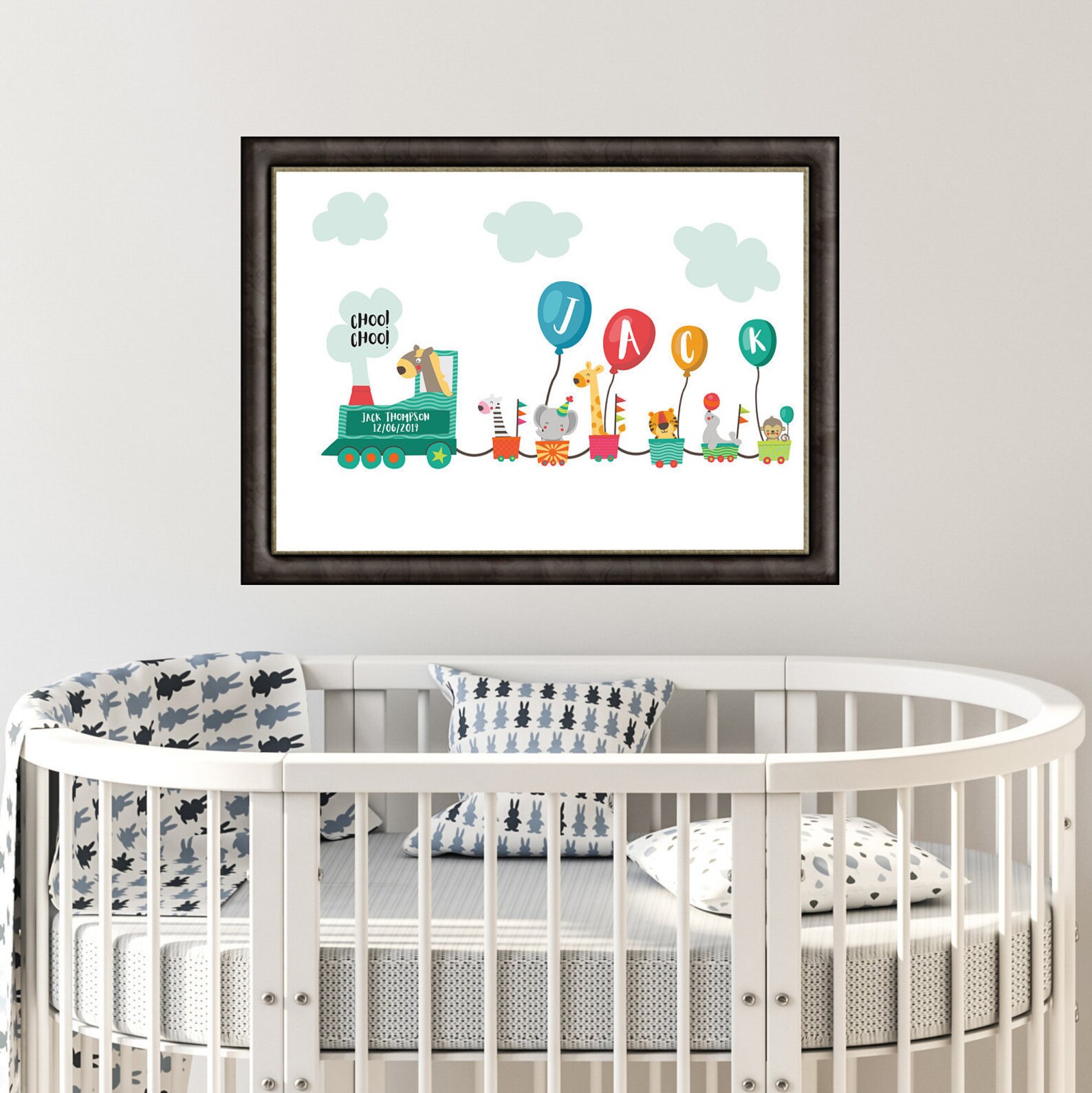 Personalised Baby Print, Baby Name Print, Animal Nursery Print, Boys ...