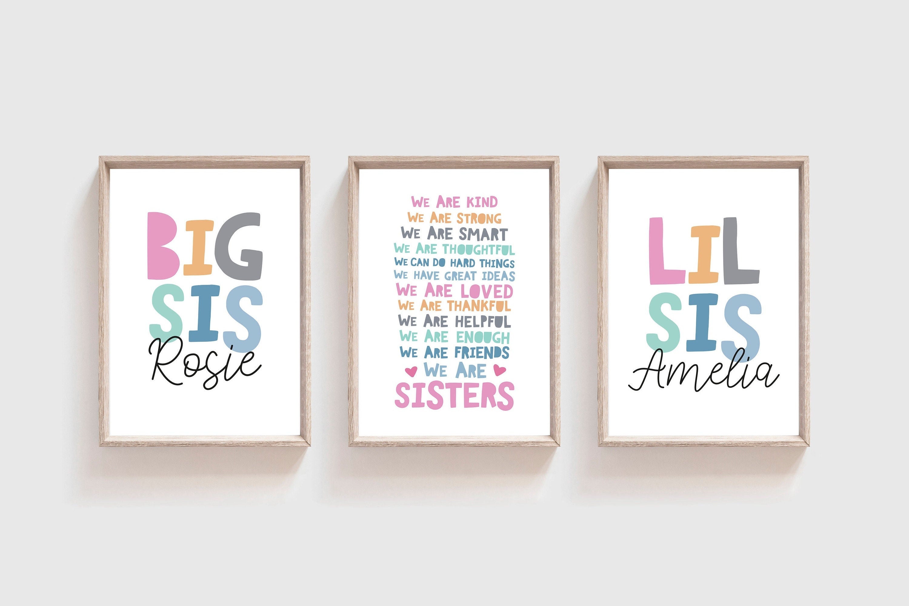 Big Sis Lil Sis Print Set Girls Shared Bedroom Affirmations - Etsy