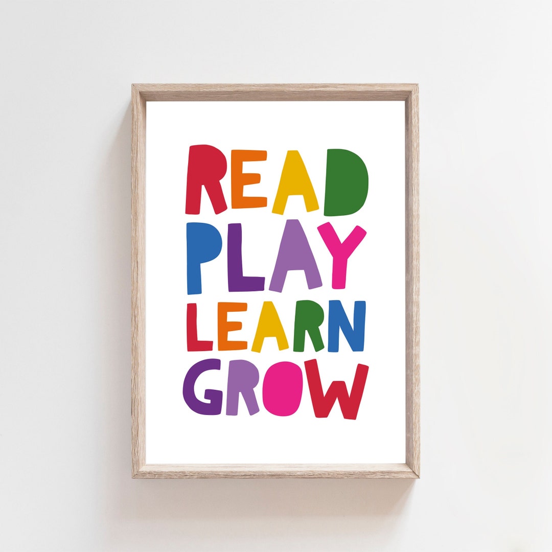 Read Play Learn Grow, Reading Corner, Book Nook Sign, Playroom Prints ...