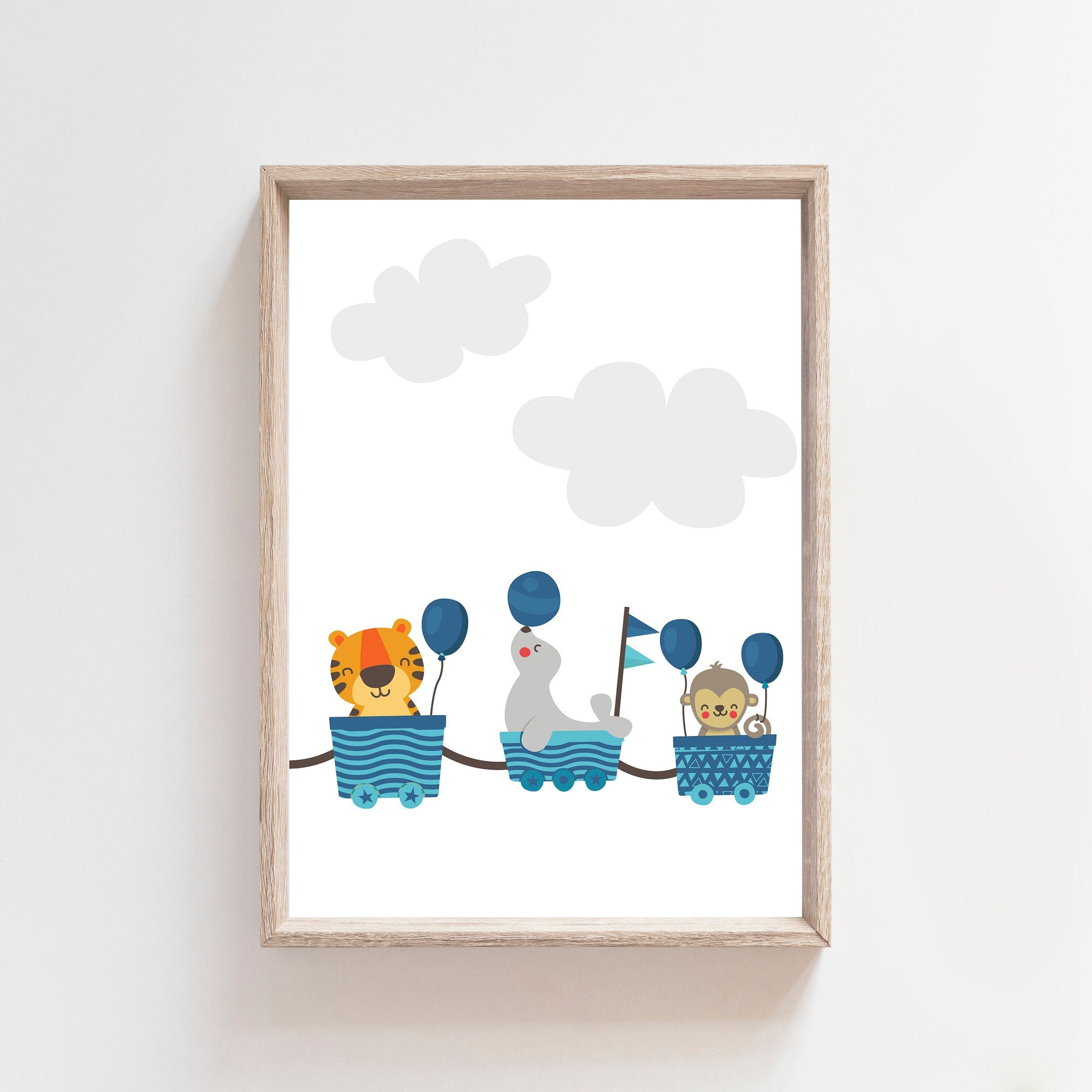 Personalised Baby Print Set of 3 Boys Nursery Prints Animal | Etsy