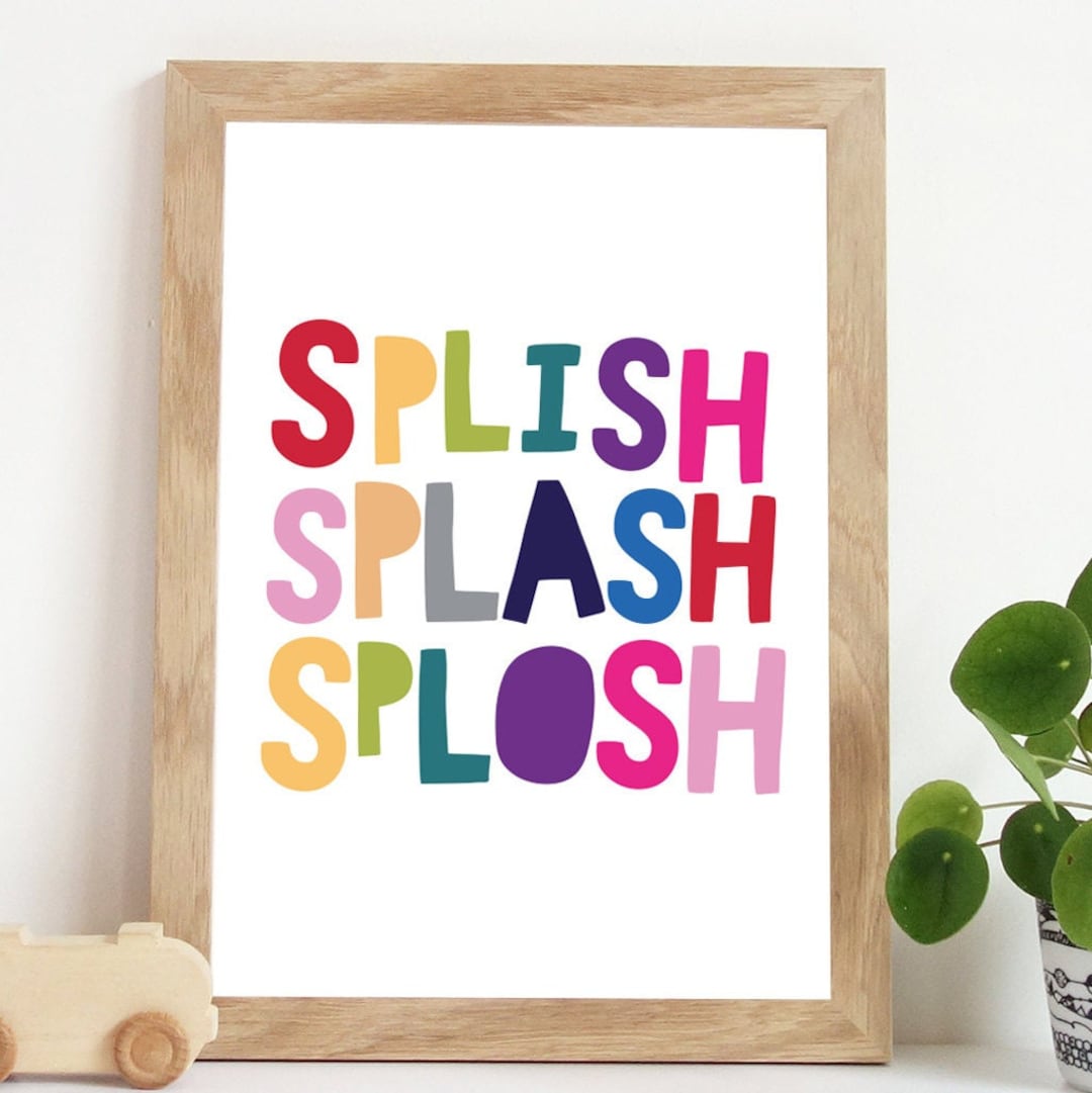 Splish Splash Splash Print, Kids Bathroom Prints, Bathroom Wall Art ...