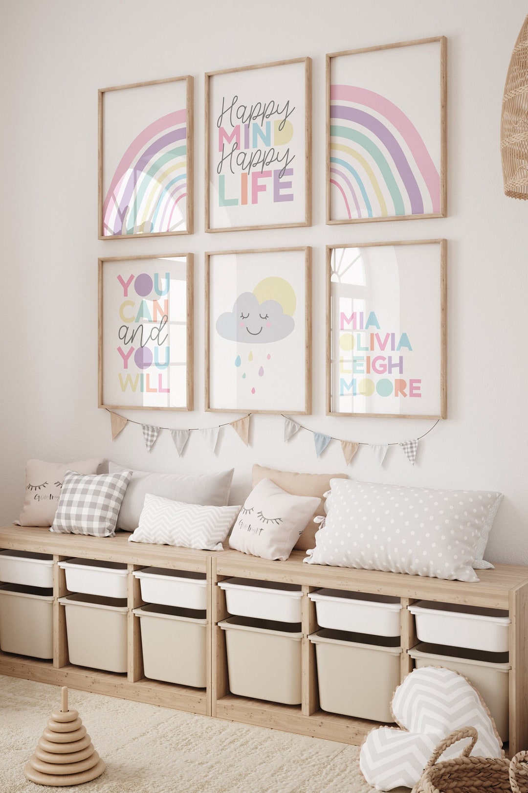 Set of 6 Girls Bedroom Prints, Motivational Quotes, Personalised ...