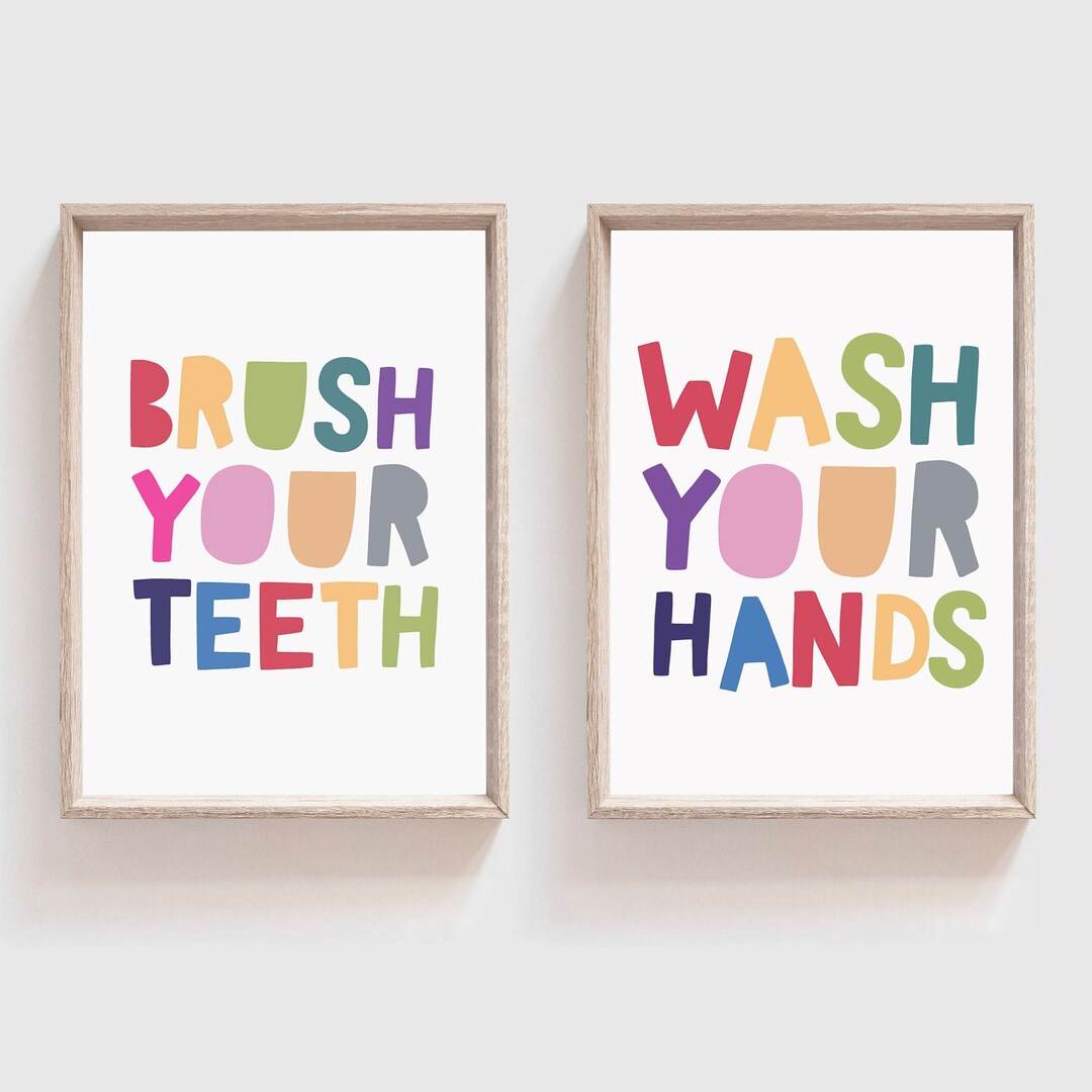 Wash Your Hands Print, Childrens Bathroom Prints, Nursery Prints, Girls ...