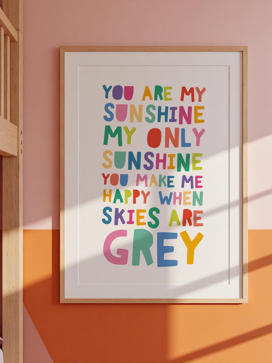 You Are My Sunshine Print, Rainbow Prints, Colourful, Playroom, Girls ...