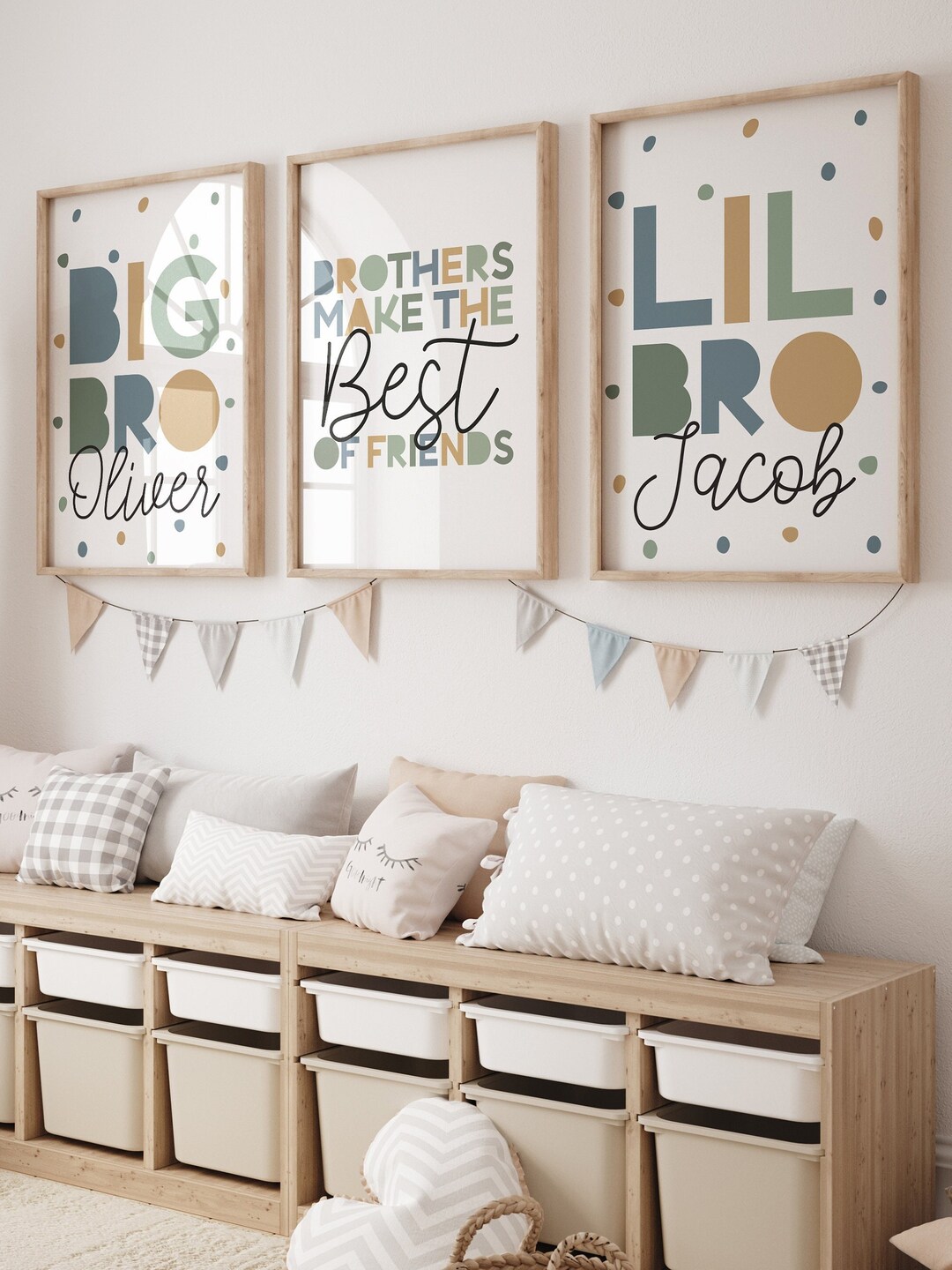 Set of 3, Boys Bedroom Decor, Big Bro Lil Bro, Personalised, Brother ...