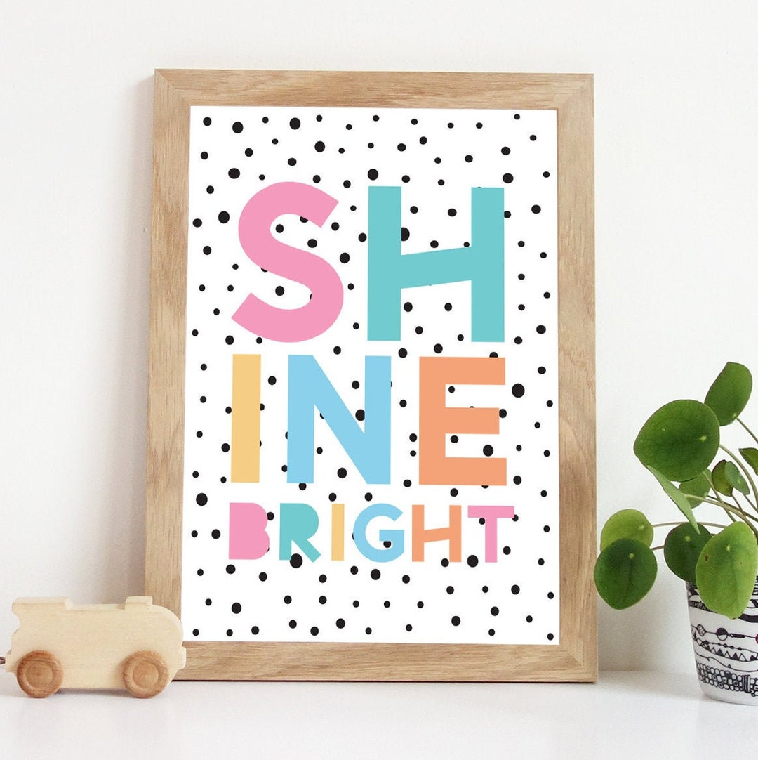 Shine Bright Print, Pastel Nursery Prints, Girls Nursery Prints ...