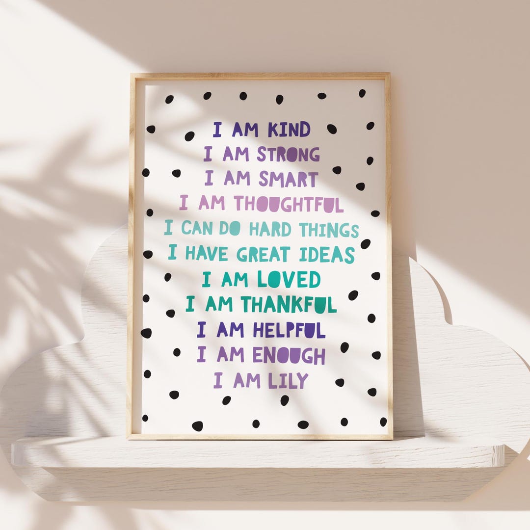 Girls Positive Affirmation Print, Inspirational Quotes, Girls Bedroom ...