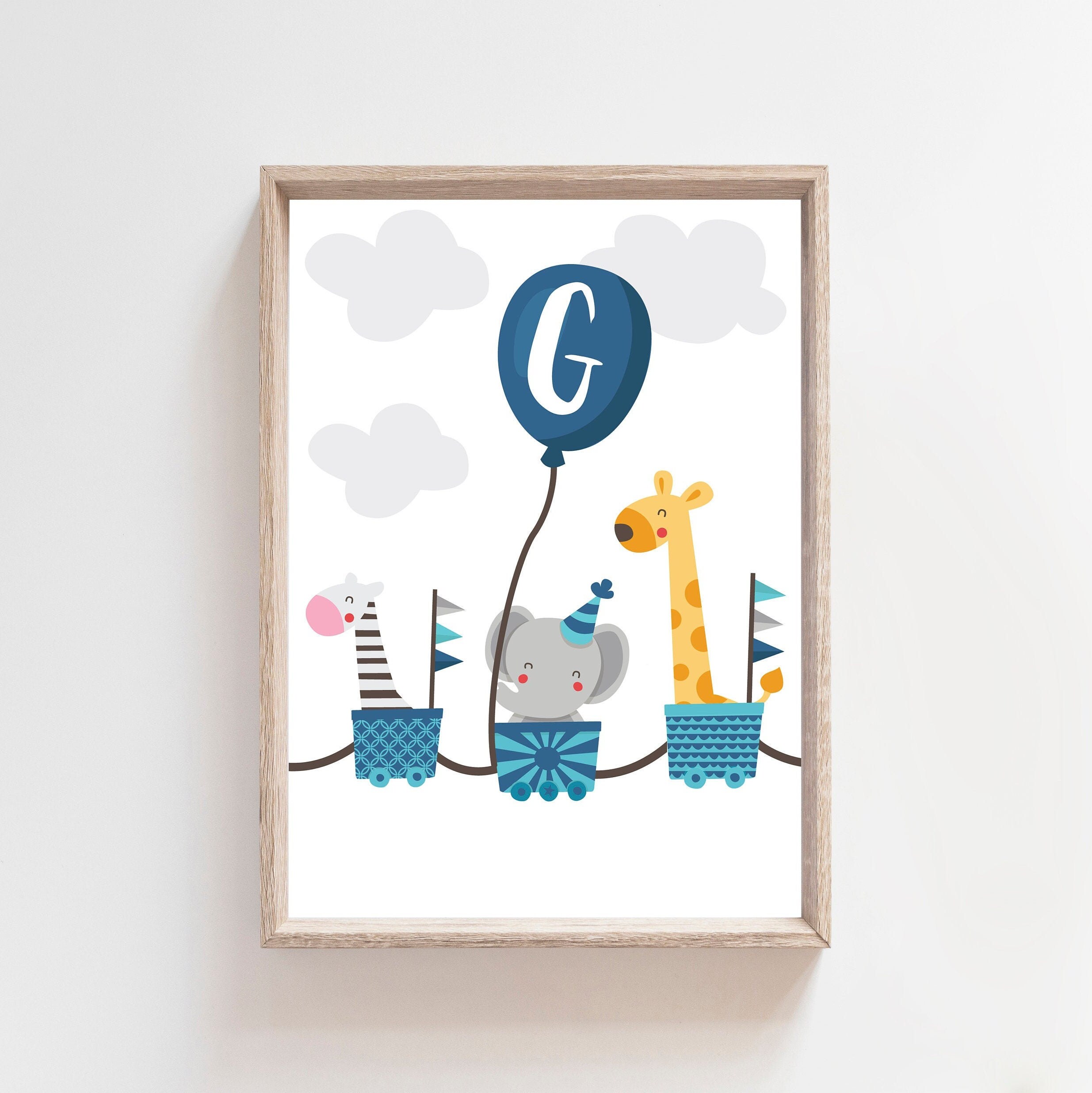 Personalised Baby Print Set of 3 Boys Nursery Prints Animal | Etsy