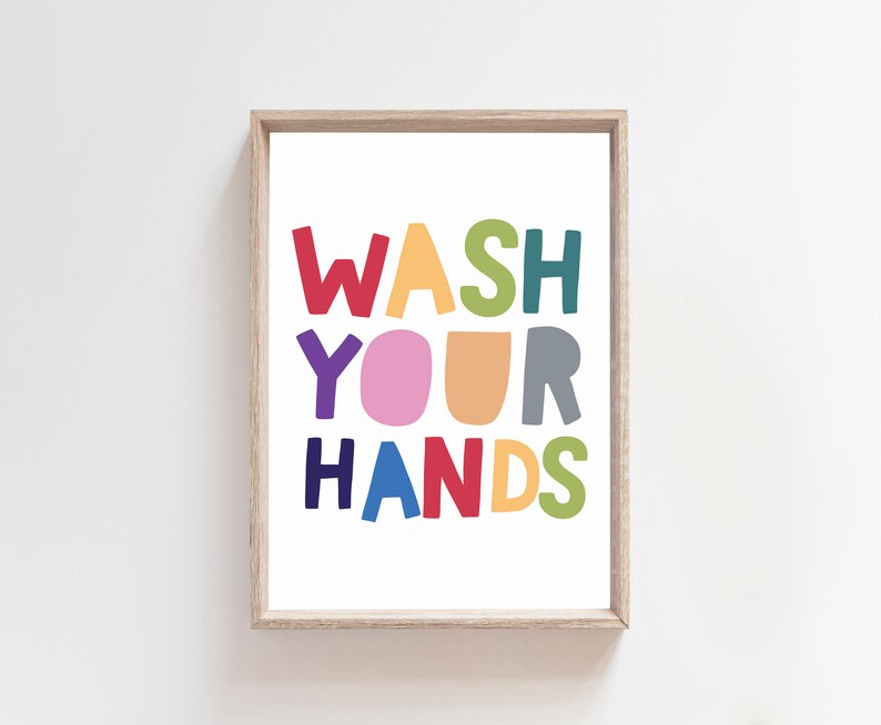 Wash Your Hands Bathroom Wall Art Bathroom Sign Kids - Etsy