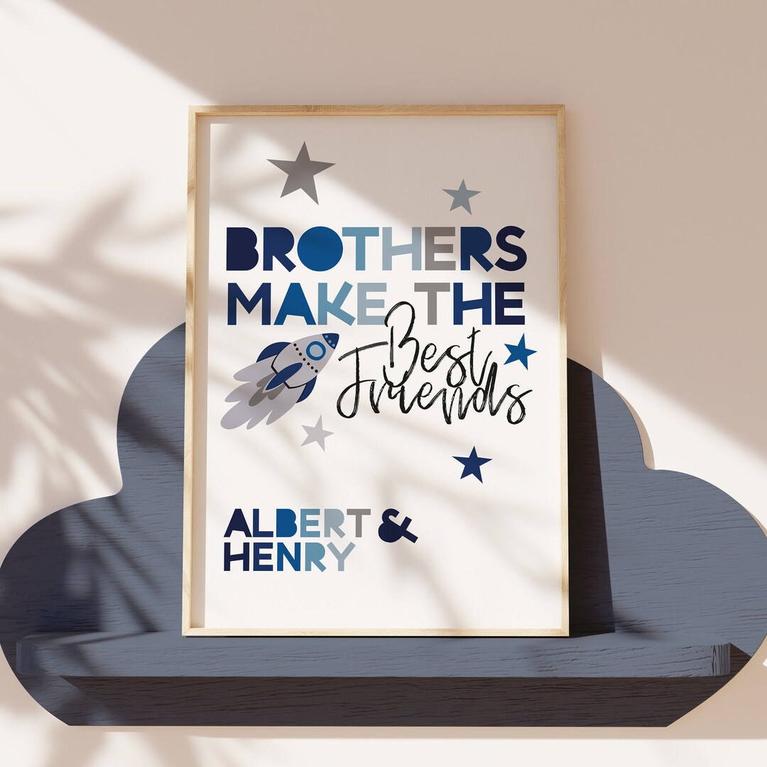 Brothers Make Best Friends Print, Brothers Bedroom Prints, Boys Bedroom ...