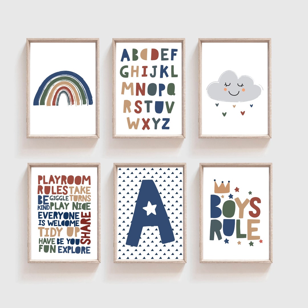 6 Playroom Prints, Boys Nursery Prints, Boys Wall Art, Boys Bedroom ...
