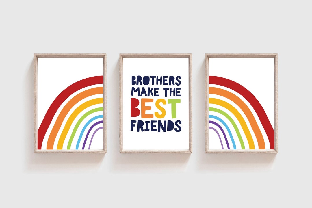 Set of 3 Rainbow Prints, Brothers Prints, Boys Bedroom Prints, Rainbow ...