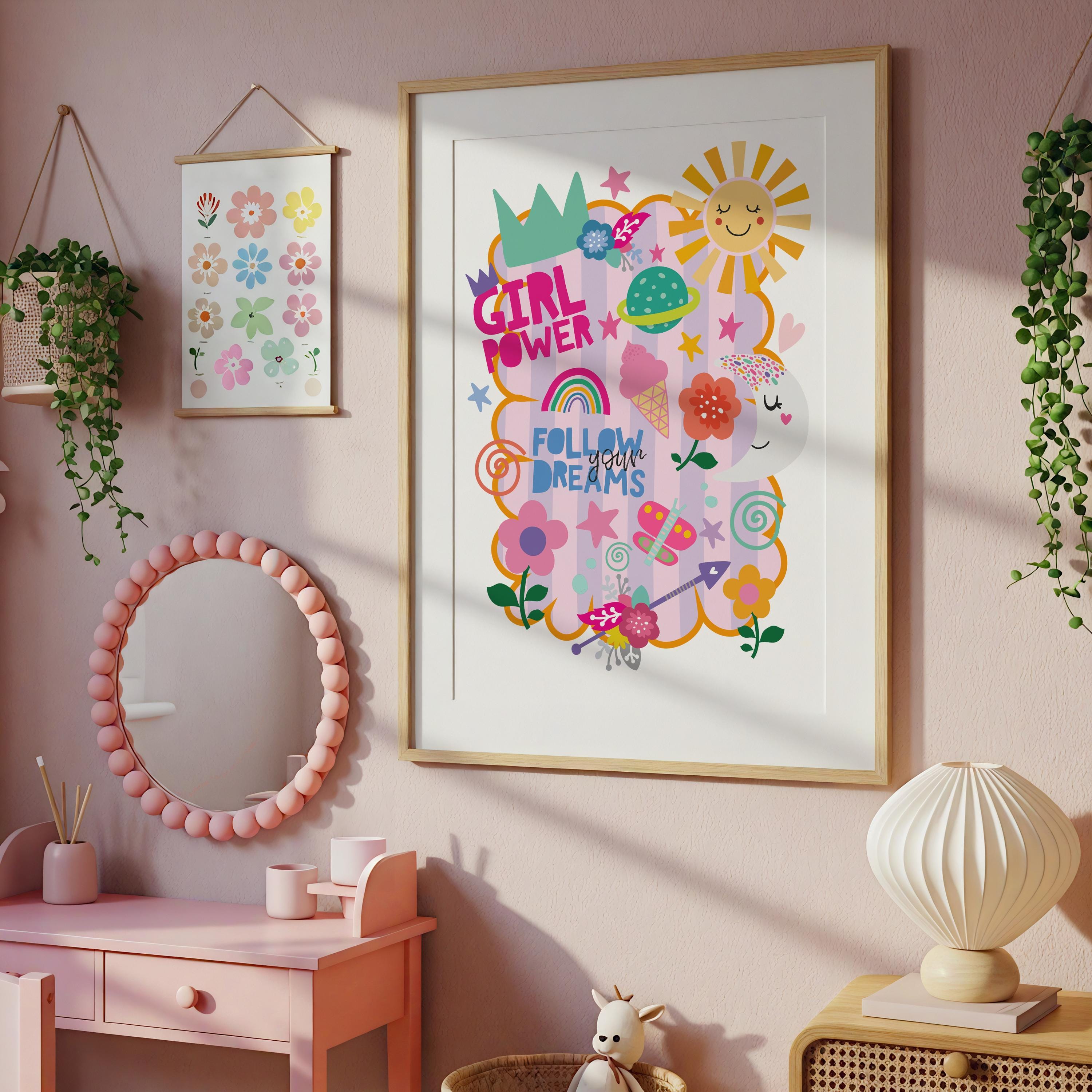 Girls Bedroom Print, Rainbow Wall Art, Girl Power, Colourful, Girls ...