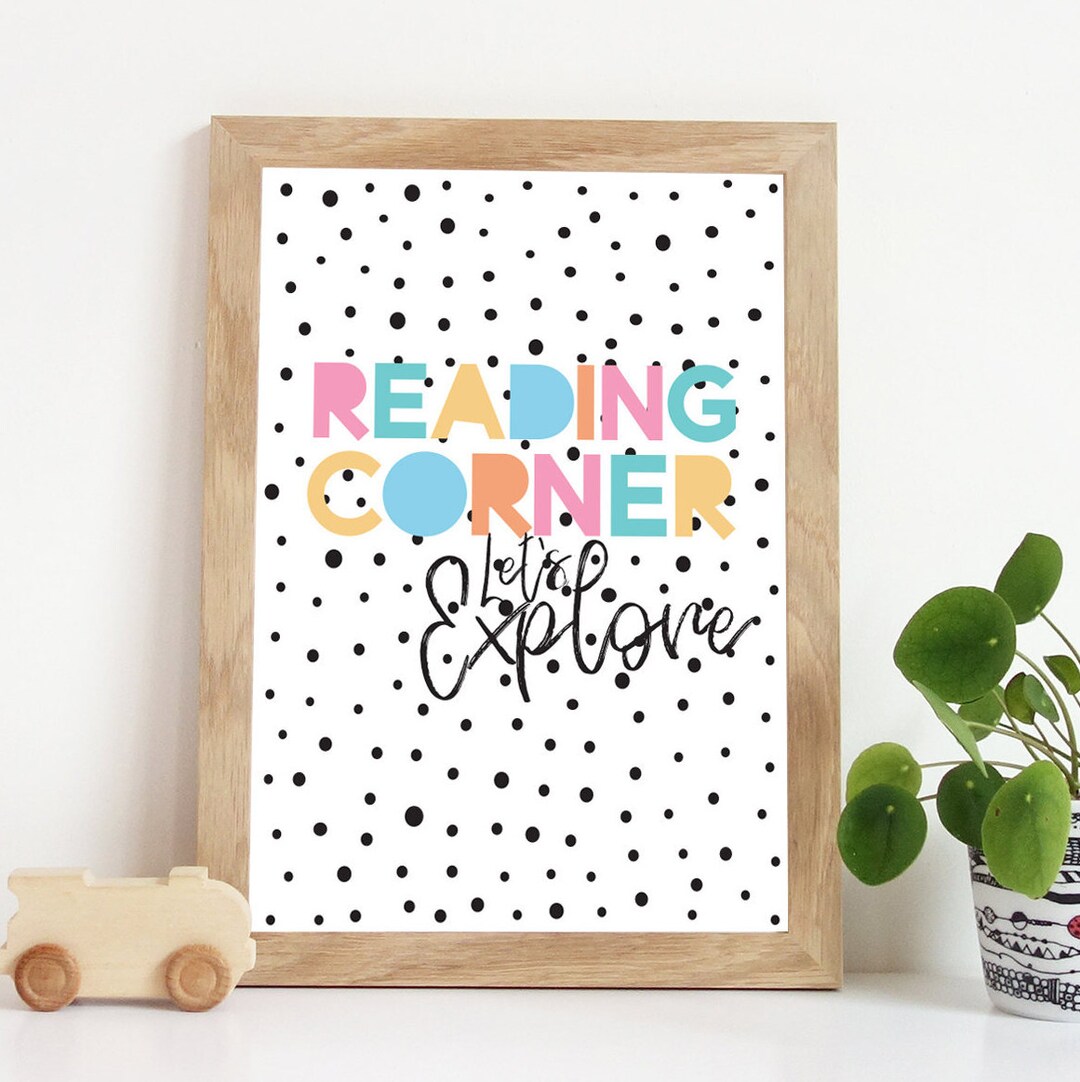 Reading Corner Print, Girls Nursery Prints, Rainbow, Playroom Prints ...