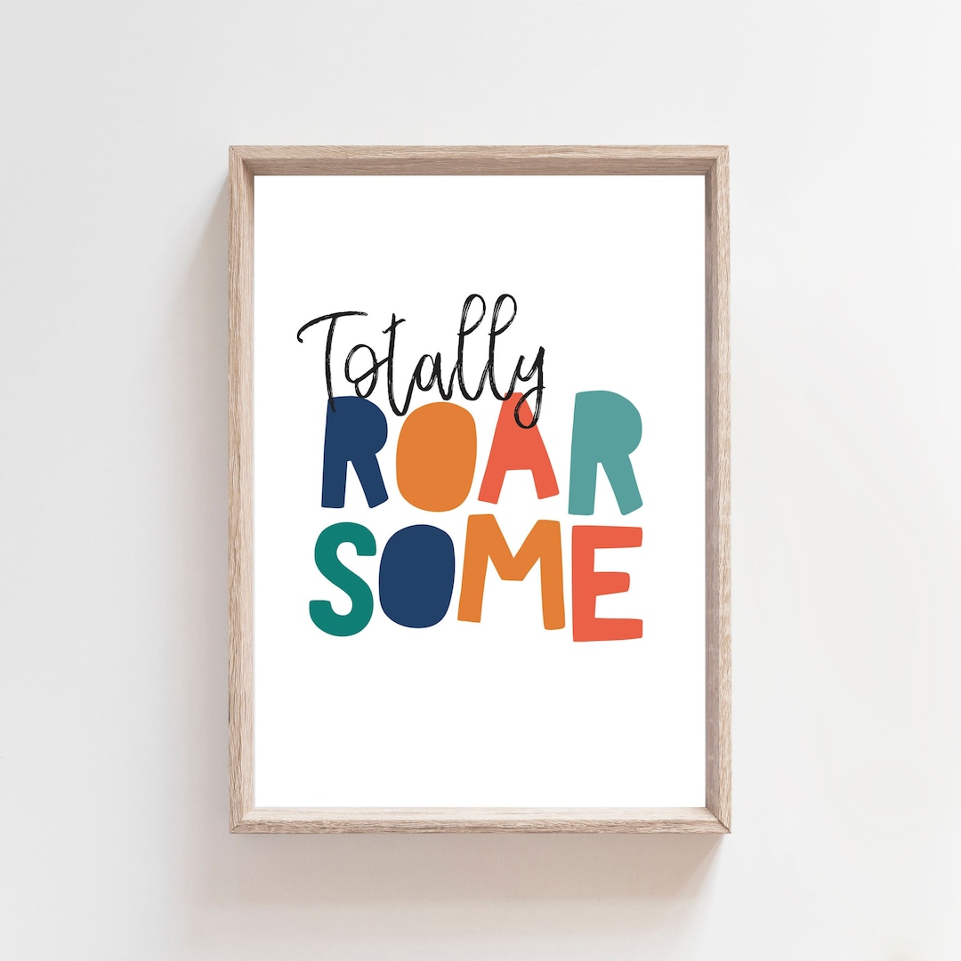 Totally Roarsome Print, Boys Nursery Print, Boys Bedroom Decor, Blue ...